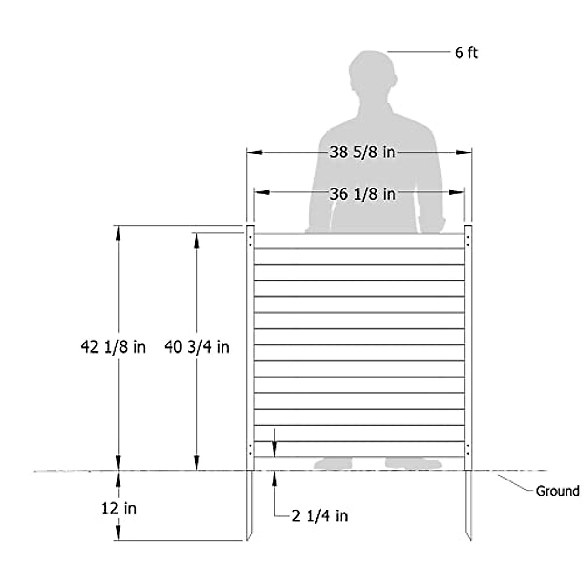 Enclo Privacy Screens EC18009 Charleston Wood Outdoor Privacy Fence Screen Slatted No-Dig Kit 38" W x 42" H, 2 Panels