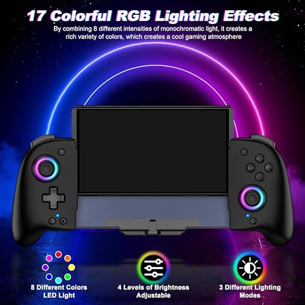 Spican Switch Controllers for Nintendo Switch/Switch OLED Controller, Switch Wireless Pro Controller One-Piece Joypad, Full-Size Ergonomic Handheld Mode Controller with Battery/Turbo/Programming