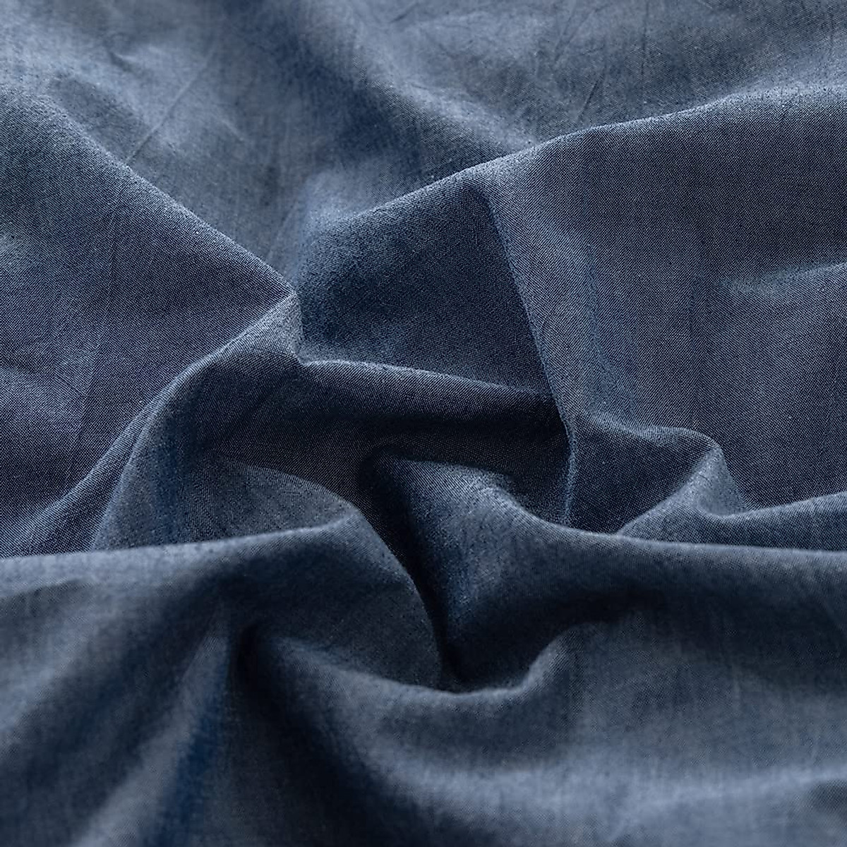 FACE TWO FACE Bedding Duvet Cover Set 3 Pieces 100% Washed Cotton Duvet Cover Linen Like Textured Breathable Durable Soft Comfy (California King, Denim)