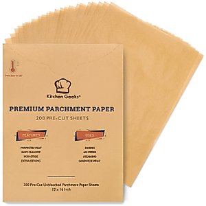 Parchment Paper Baking Sheets Unbleached Non-Stick Precut 12x16 Inches Will Not Curl Pack of 200