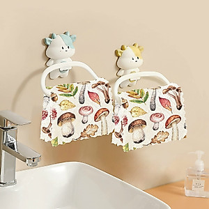 ALAZA Cartoon Mushroom Autumn Watercolor 6 Pack Kitchen Towels Dish Bar Tea Towel Dishcloths Fast Drying Super Soft 11 x 11 inches