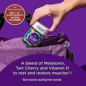 OLLY Muscle Recovery Sleep Gummies, Sleep and Sore Muscle Support, 3mg Melatonin, Tart Cherry, Vitamin D, Berry Flavor - 40 Count