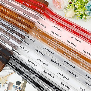 Happy Birthday Ribbon for Gift Wrapping, 1 Inch 25 Yards Pink Ribbon for Flower Bouquet, Organza Satin Ribbon for Crafts Bow Making Cake Box Party Decoration, Happy Birthday Ribbon for Flower Bouquet