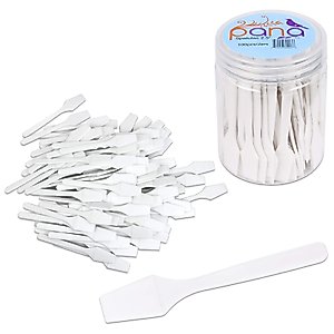100pcs Pana Brand Cosmetic Make Up Disposable Plastic 2.5" Spatulas Skin Care Facial Cream Mask Spatula (100 Pieces in a Container) (WHITE)
