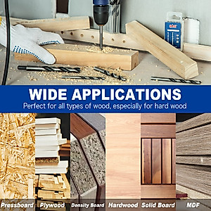 Sali 13PCS Brad Point Wood Drill Bit Set Carbon Steel Wood Drill Bit Set for Hardwood, Plywood, Plastic Round Holes in All Types of Wood Extra Long 11 Inch