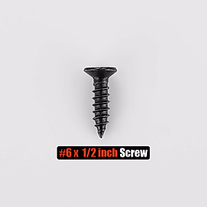 JQK #6 x 1/2" Black Screw, Flat Head Phillips Wood Screw 18-8 S/S Electroplating Black Stainless Steel, #6 x 1/2-Inch, 100-Piece, SB3514-P100