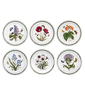 Portmeirion Botanic Garden Salad Plate | Set of 6 Salad Plates | Assorted Floral Motifs | Dishwasher, Microwave, & Oven Safe | 8.5 Inch | Made in England