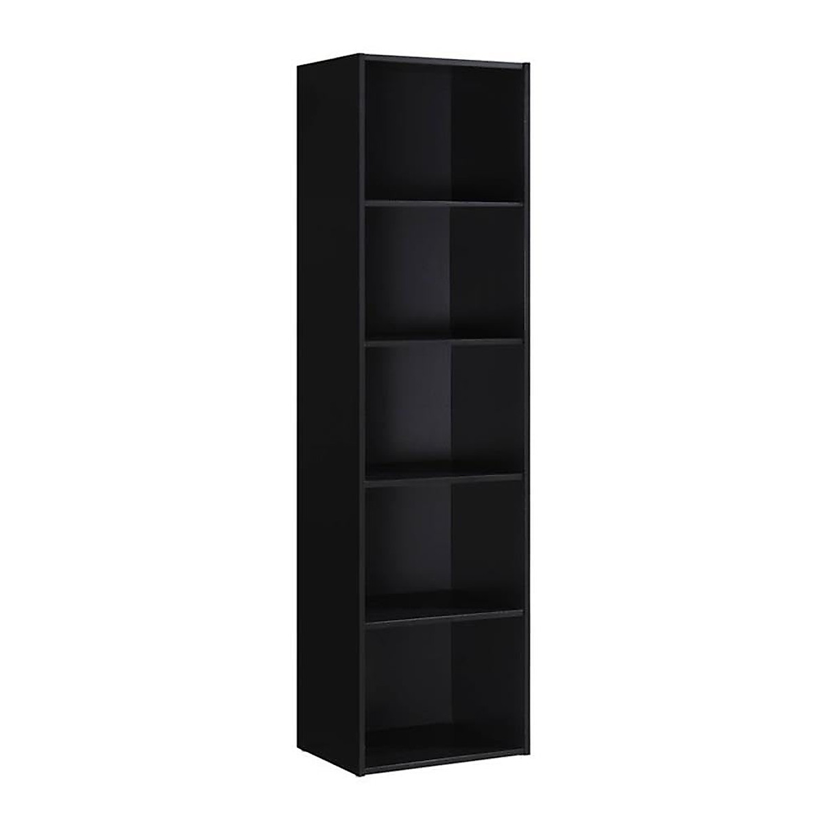 Home Square Five Shelf Wooden Bookcase Set in Black (Set of 2)