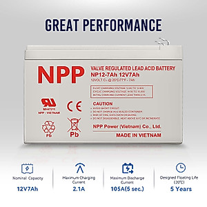 NPP 12V 7Ah Rechargeable AGM SLA Battery (NP12-7Ah-F2(1PCS))