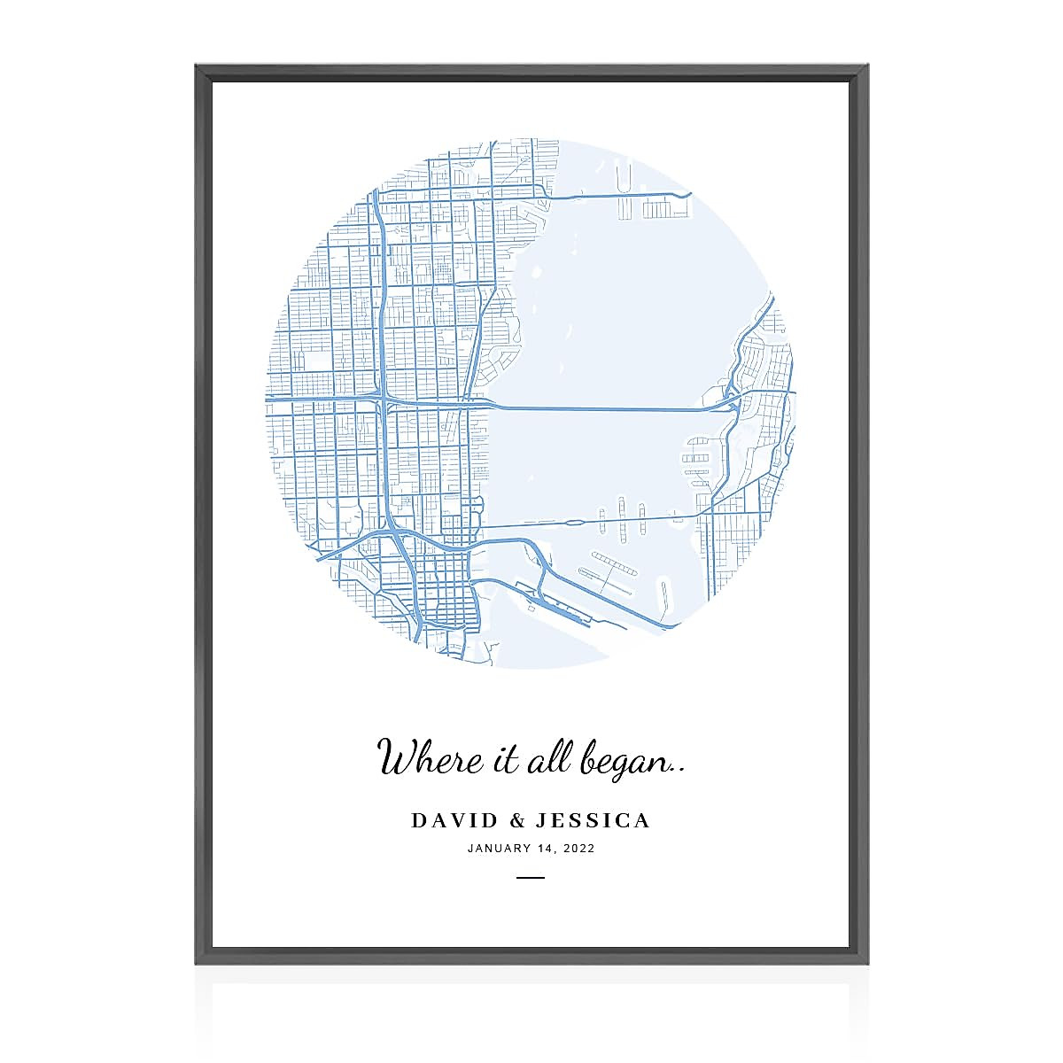 RAREVAY Where It All Began Made in USA, Where We Met, Our First Date Map - Personalized Map for Him or Her, Customizable with Names and Special Dates Gift Him, Her, Heart Art(12 * 16inch)