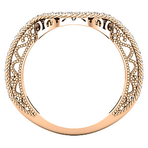 Dazzlingrock Collection 0.63 Carat (ctw) Round Cubic Zirconia Ladies Wedding Stackable Contour Guard Band, 18K Rose Gold, Size 7