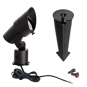 WAC Landscape Lighting, LED 12V Medium Size Accent Light with Adjustable Beam Angle and Integral Brightness Control 50-1300 Lumens 3000K Warm White Built-in LED in Black