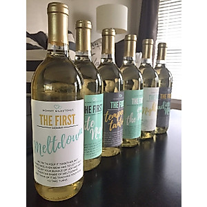 6 Mommy's First Milestone Wine Labels and Stickers, Great Baby Shower and Pregnancy Gift Ideas for Mom To Be, Funny Mom's First Moments After Having New Baby Girl or Boy – By Harper & Ivy Designs