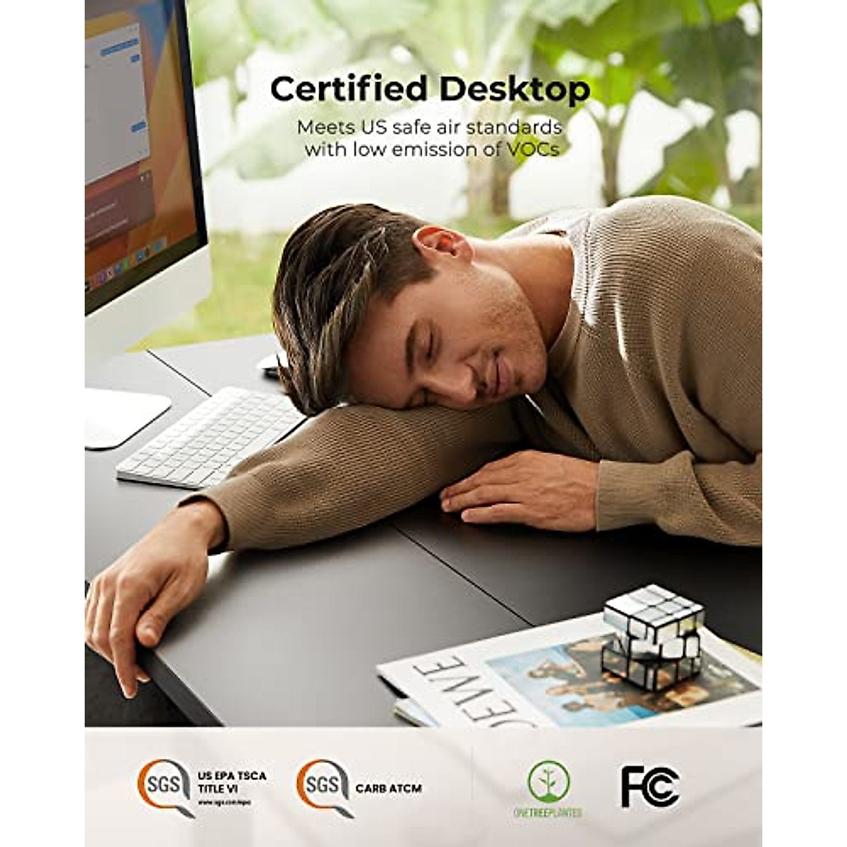 Marsail Standing Desk Adjustable Height, 48x24 Inch Electric Standing Desk with Storage Bag, Stand up Desk for Home Office Computer Desk Memory Preset with Headphone Hook