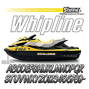STIFFIE Whipline White/Silver SUPER STICKY 3" Alpha Numeric Registration Identification Numbers Stickers Decals for Sea-Doo SPARK, Inflatable Boats, RIBs, Hypalon/PVC, PWC and Boats.