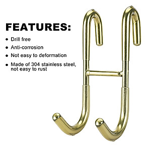 4 Pack Shower Glass Door Hook, Golden Towel Hooks for Bathroom, 304 Stainless Steel Rack Hooks Drilling-Free Hanger