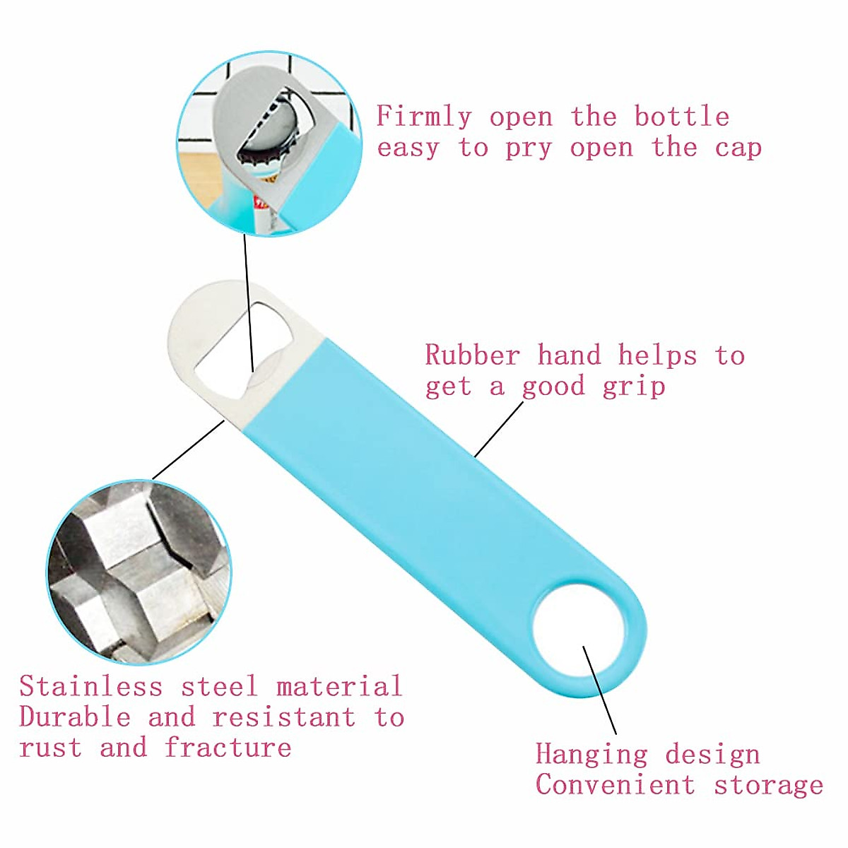 3Pcs Bottle Opener, Flat Bottle Opener, Heavy Duty Stainless Steel Flat Bottle Openers, Beer Bottle Opener 7 Inches