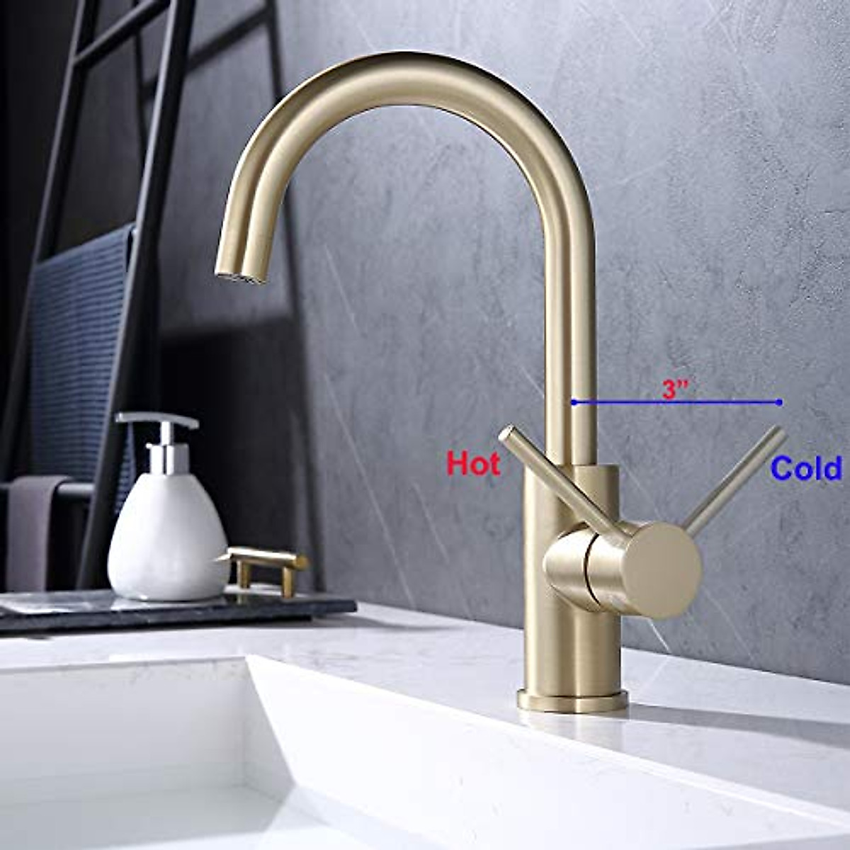WiPPhs Bar Faucets Single Hole, Brushed Gold Mini Kitchen Sink Faucets, Single Handle Lead-Free Modern Wet Bar Sink Faucets Mixer Taps