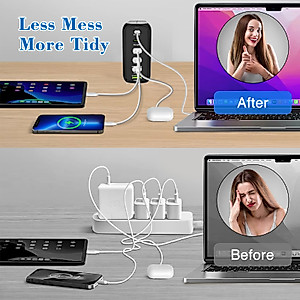 RISWOJOR 140W USB C Multiport Charger with PPS PD65W Dual PD20W, Fast 6 Port USB and USB C Charging Station, USB C Laptop Charger for MacBook iPhone Galaxy iPad Tablets (Black, 140W 4 USB-C & 2 USB-A)
