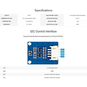 Digital SGP40 VOC (Volatile Organic Compounds) Gas Sensor for Easy Integration Into Air Treatment Devices and Air Quality Monitors, I2C Bus Compatible with Raspberry Pi/STM32