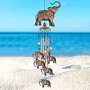 Elephant Wind Chime, Copper Wind Chime, Elephant Decor, Garden Decor, Yard Decor, Elephant Gifts