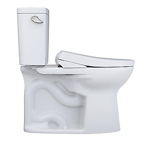 TOTO Drake WASHLET+ Two-Piece Elongated 1.6 GPF Universal Height TORNADO FLUSH Toilet with S7 Contemporary Bidet Seat, 10 Inch Rough-In, Cotton White - MW7764726CSFG.10#01