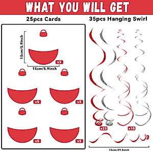 60PCS Gone Fishing Party Hanging Swirls Fishing Birthday Decoration Fishing Bobber Party Streamers Fishing Themed Ceiling Streamers for Fisherman Ideas Photo Props Baby Shower Birthday Party Supplies