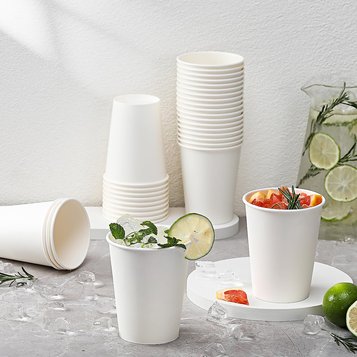 AOZITA 120 Pack 8 oz Paper Cups, Coffee Cups, White Paper Hot/Cold Disposable Beverage Drinking Cup for Water, Juice, Coffee, Tea