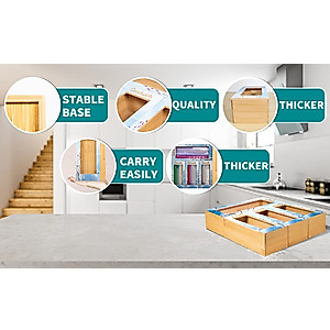 BWMB Group Bamboo Baggie Holder, Bag Storage Organizer for Kitchen Drawer, Compatible with Ziploc, Solimo, Glad, Hefty for Gallon, Quart, Sandwich & Snack, Food Storage (4 pieces)