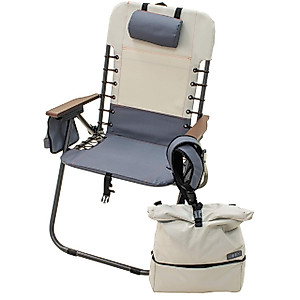 Arrow Storage Products Hi-Boy 4-Position Lace-Up Suspension Removable Backpack Bag Camp Chair, 17", Slate/Putty