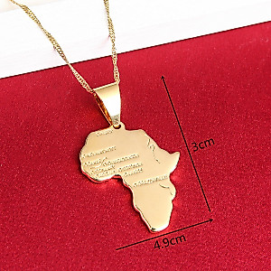 Crystal Africa Map Pendant Necklace Women 24K Gold African Map Hiphop Item Wholesale Pendant (Gold Map Pendant)