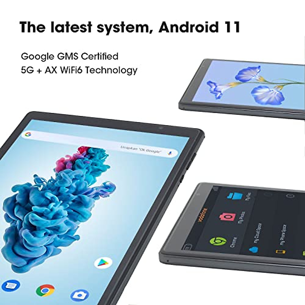 Tablet 10.1 Inch,Android 11 Tablets with 5G+WiFi6,3GB RAM 32GB ROM Storage,1280x800 IPS HD Glass Touchscreen,Quad-Core Processor,5MP+8MP Camera,Bluetooth5.0,6000mAh Battery,Metal Body((Silver)