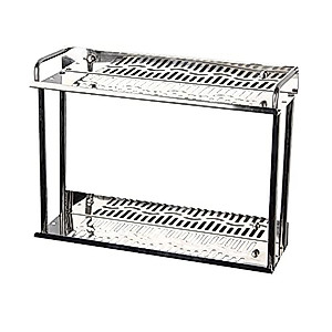 2 Tiers Rectangular Wall Storage Shelf Stainless Steel Toilet Organizer Multipurpose Bathroom Shelves Durable Bath Accessory