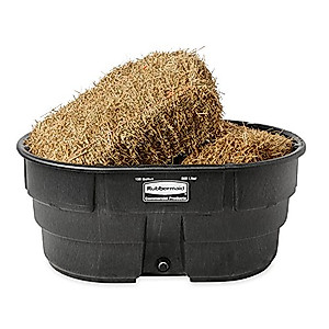 Rubbermaid Commercial Products Stock Tank, 150-Gallons, Structural Foam, Heavy Duty Black Container for use with Animal/Cattle Feed and Water, Outdoor Homemade Pool/Hot Tub/Bathtub and Pet Cleaning