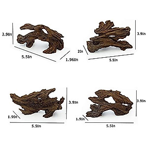 Tfwadmx 4 Pcs Aquarium Resin Driftwood Decoration Log Fish Tank Cave Hideout Wood Decor Freshwater Betta Ornament Aquarium Decorations