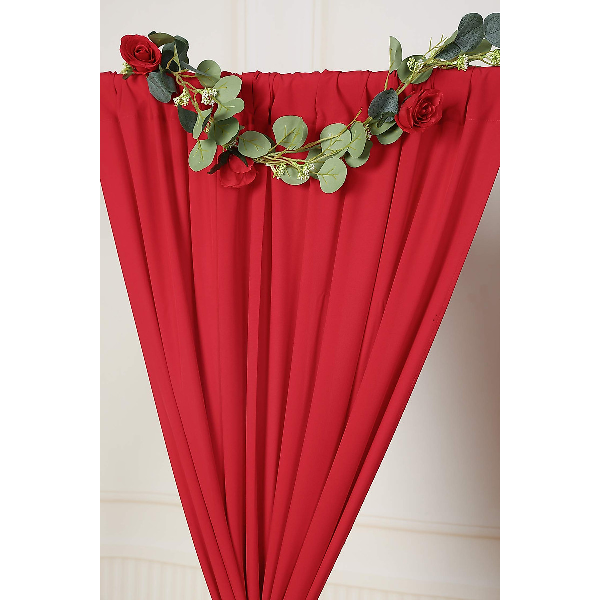 SHERWAY 9.5 Feet x 10 Feet Red Photography Backdrop Drapes, Smooth Polyester Window Curtain for Wedding Ceremony Party Decoration (10% Transparency)