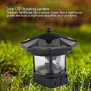 Rotatable Outdoor Solar Powered Light, YeLukk 360 Degree Rotating Miniature Garden Led Light Towers,Waterproof Lighthouse Yard Decor,Metal Lamp for Home/Courtyards/Lawns/Balconies Porch Decor