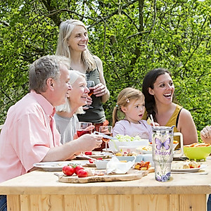 Thmasamwr Butterfly Tumbler With Lid, Straw and Handle - 40oz Stainless Steel Travel Coffee Mug Water Bottle - Gift Cup for Women and Girls