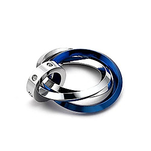 Zxxmeet Men's Titanium Steel Three Ring Hip Hop Necklace