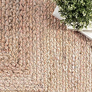 nuLOOM Hand Braided Otelia Denim And Jute Area Rug, 4x6, Beige