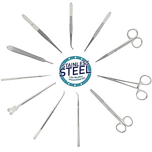 22Pcs Advanced Dissection Kit for Medical Biology & Veterinary Students- Anatomy Lab Botany Animal Frog etc Dissecting Kit. Premium Stainless Steel Scalpel Knife Handle-11 Blades