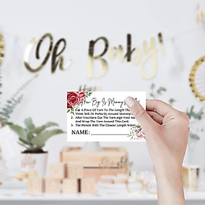 Measure Mommy's Belly Sign, Baby Shower Sign, Measure the Baby Bump How Big is Moms Belly -1 Sign and 50 Guessing Cards(7B)