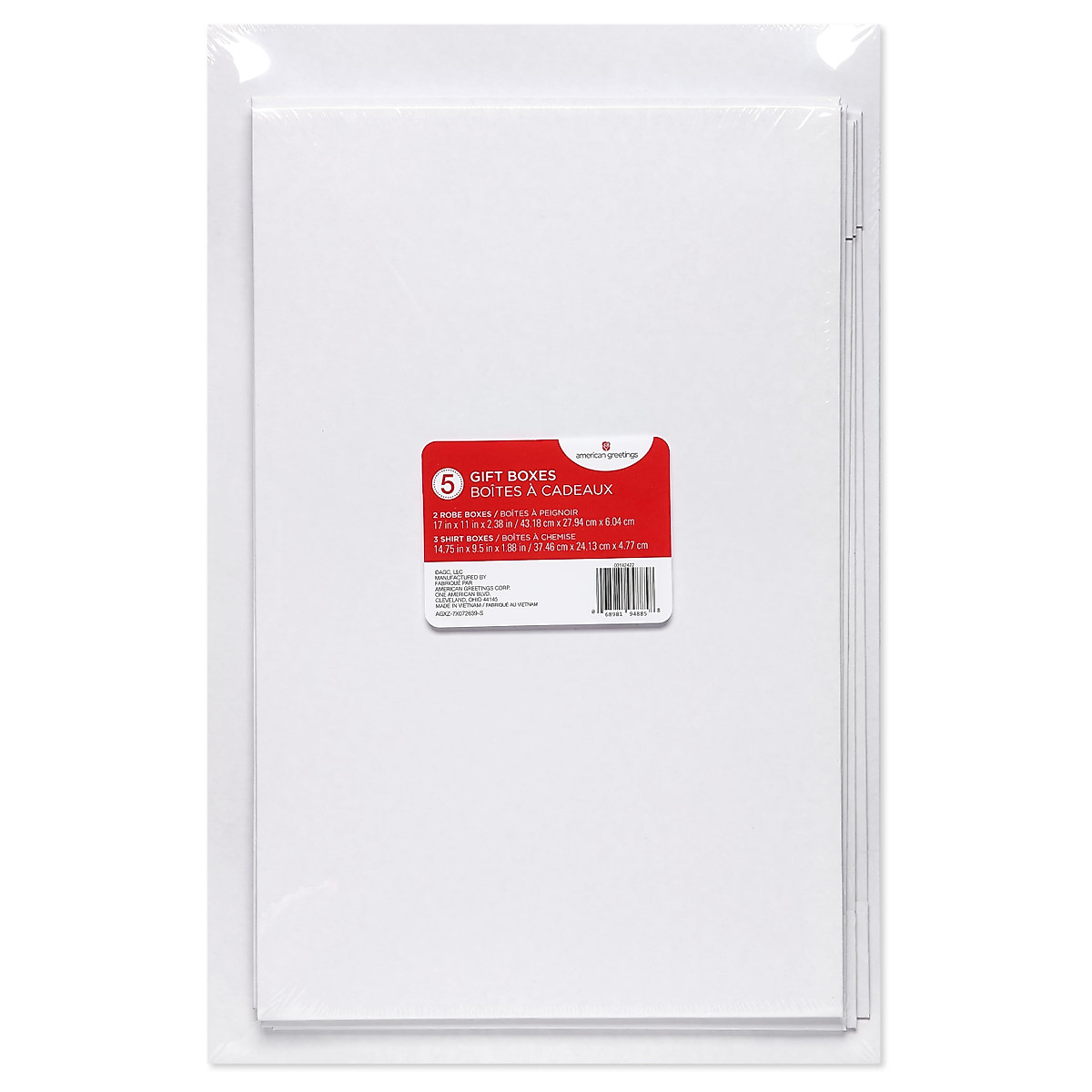 American Greetings White Gift Boxes with Lids for Birthdays, Easter, Mother's Day, Father's Day, Graduation and All Occasions, (5-Count, 3 Medium 14.75'' x 9.5'', 2 Large 17''x 11'')