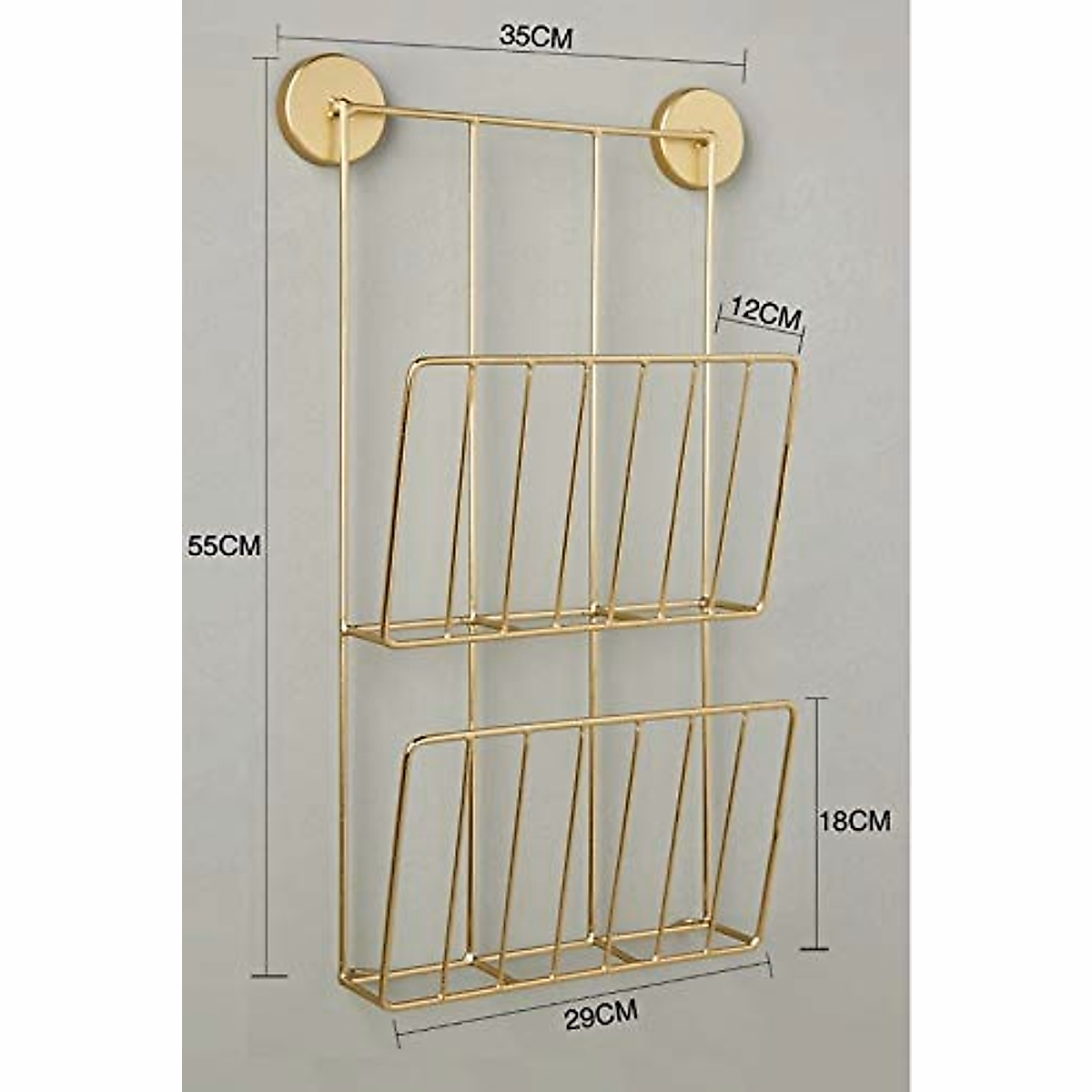 EYHLKM Simple Thread Feeling Nordic Wrought Iron Living Room Wall Storage Rack Easy Storage Wall Bookshelf Books and Newspapers Magazin