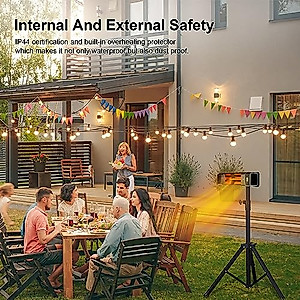 Mountman Patio Heater, Electric Heater for Outdoor/Indoor Use, 1500W Infrared Radiant Heater with Remote, 3 Modes, 24H Timer, IP45, Wall Mounted/Tripod for Garage, Backyard Porch, Basement, Balcony