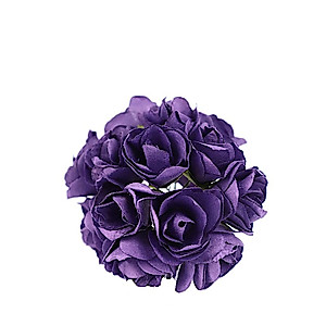 Balsa Circle 144 Purple Craft Paper Roses - Mini Flowers for DIY Wedding Birthday Party Favors Decorations Supplies Bulk