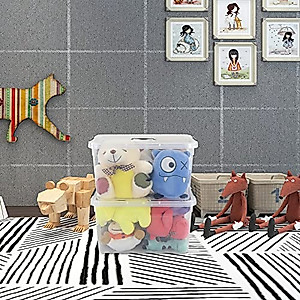 Zopnny 4-Pack 18 L Plastic Storage Box Container, Clear Latch Bin with Handle and Lid