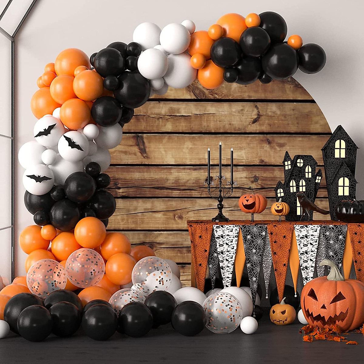 Leowefowa Polyester Rustic Wood Board Round Backdrop (Without Stand,not Real Wood) 6x6ft Wood Plank Background for Photo Girl Boy Birthday Baby Shower Gender Reveal Party Banner Grad Prom Photo Prop