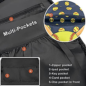 TONGRUIQ Softball Backpack, large 17-inch Laptop Travel Laptop Daypack School Bag with Multiple Pockets for Men Women Boys Girls