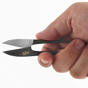 KAKURI Thread Snips Japanese Nigiri Thread Scissors for Sewing, Spring Action Self Opening Thread Cutting Tool, Sharp Japanese Carbon Steel 105mm Black, Made in JAPAN